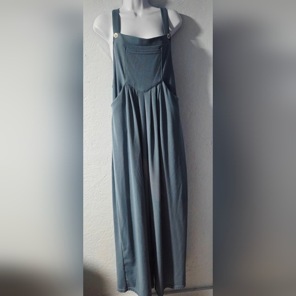 HALARA | Pants & Jumpsuits | Halara Blue Knit Overalls Jumpsuit Medium ...